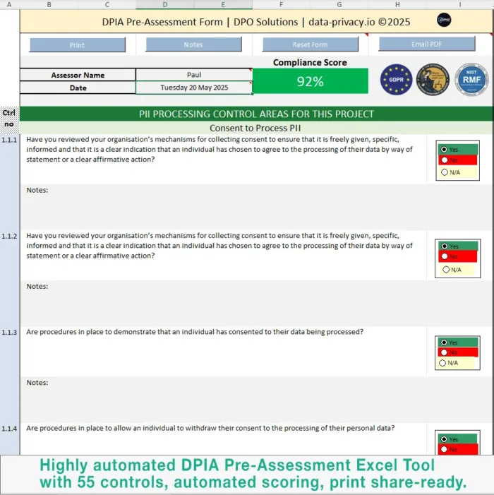 Data Privacy Automated DPIA Pre-Assessment Tool - DPO Solutions - Palo Alto