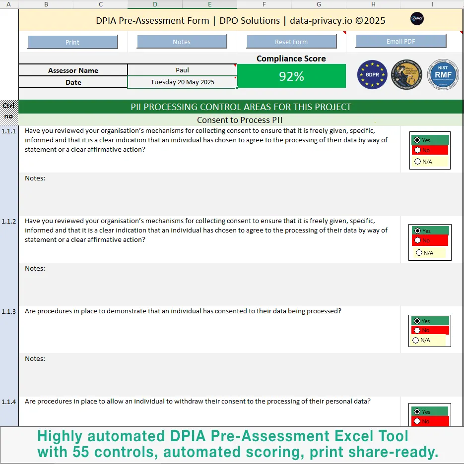Data Privacy Automated DPIA Pre-Assessment Tool - DPO Solutions - Palo Alto