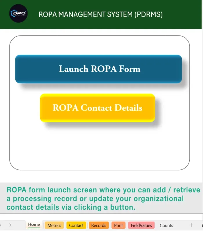 ROPA / PII Personal Data Records - Controller Template